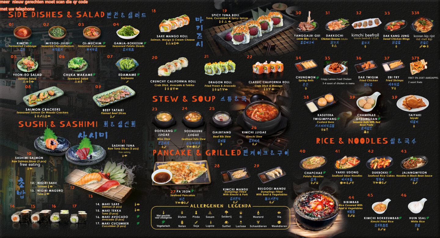 Menu&Prijs - Soju BBQ Koreaans Restaurant